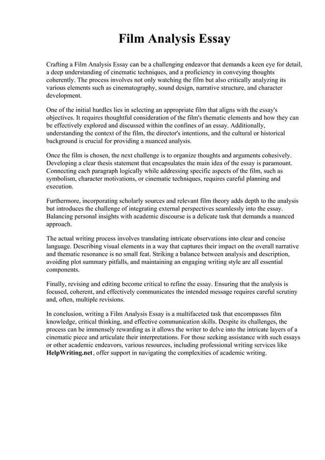 Film Analysis Essay. New Mexico State University | PDF | Screenwriting ...