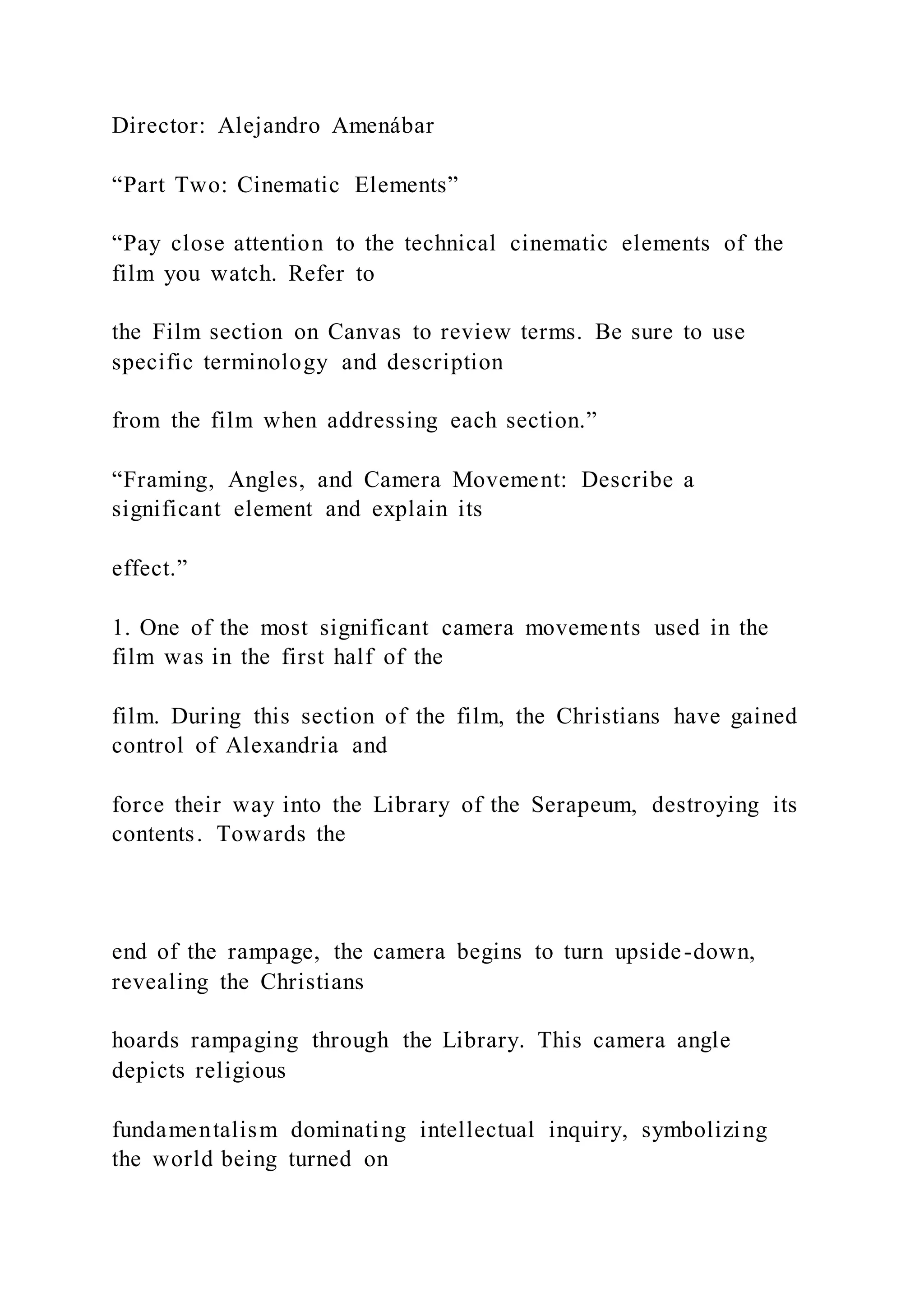 Film Analysis Worksheet” For your Film Analysis, you wil | PDF