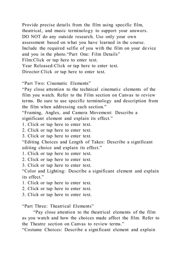 Film Analysis Worksheet” For your Film Analysis, you wil | PDF