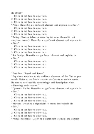 Film Analysis Worksheet” For your Film Analysis, you wil | PDF