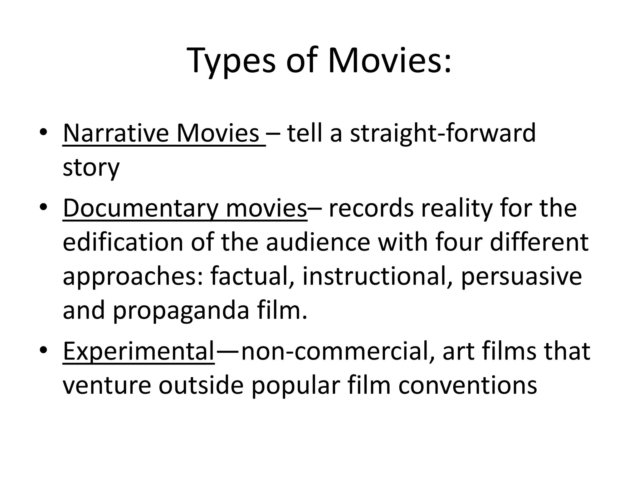 Izrael FIlm Appreciation Lecture #3: Types | PPT