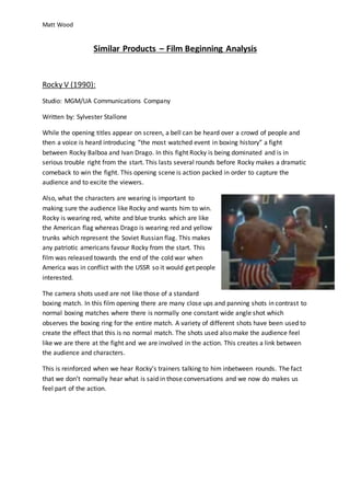 Film beginning analysis rocky v | DOCX