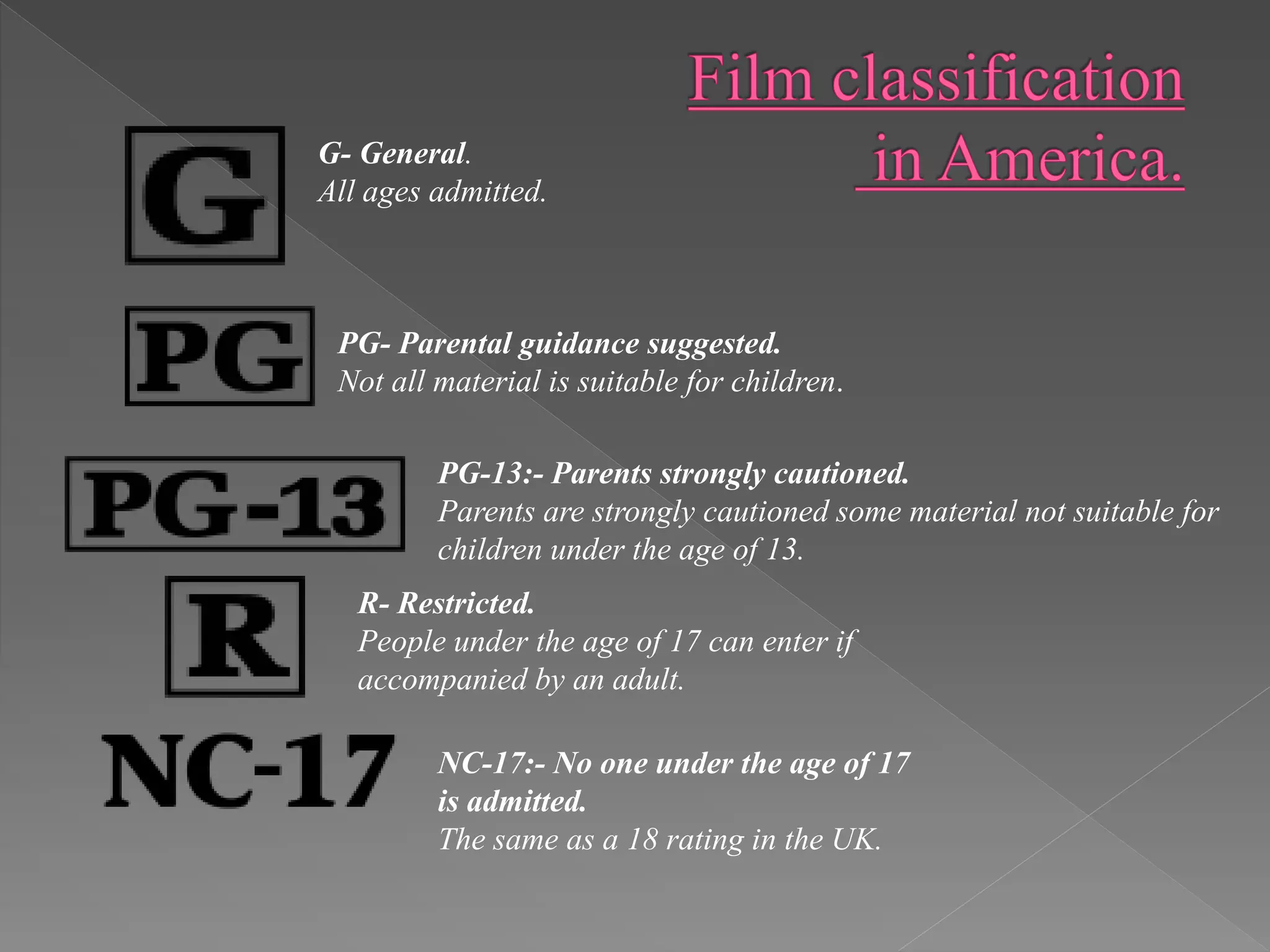 Film classifications | PPTX
