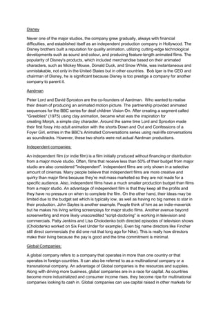 Film company research | DOCX | Large Business | Business
