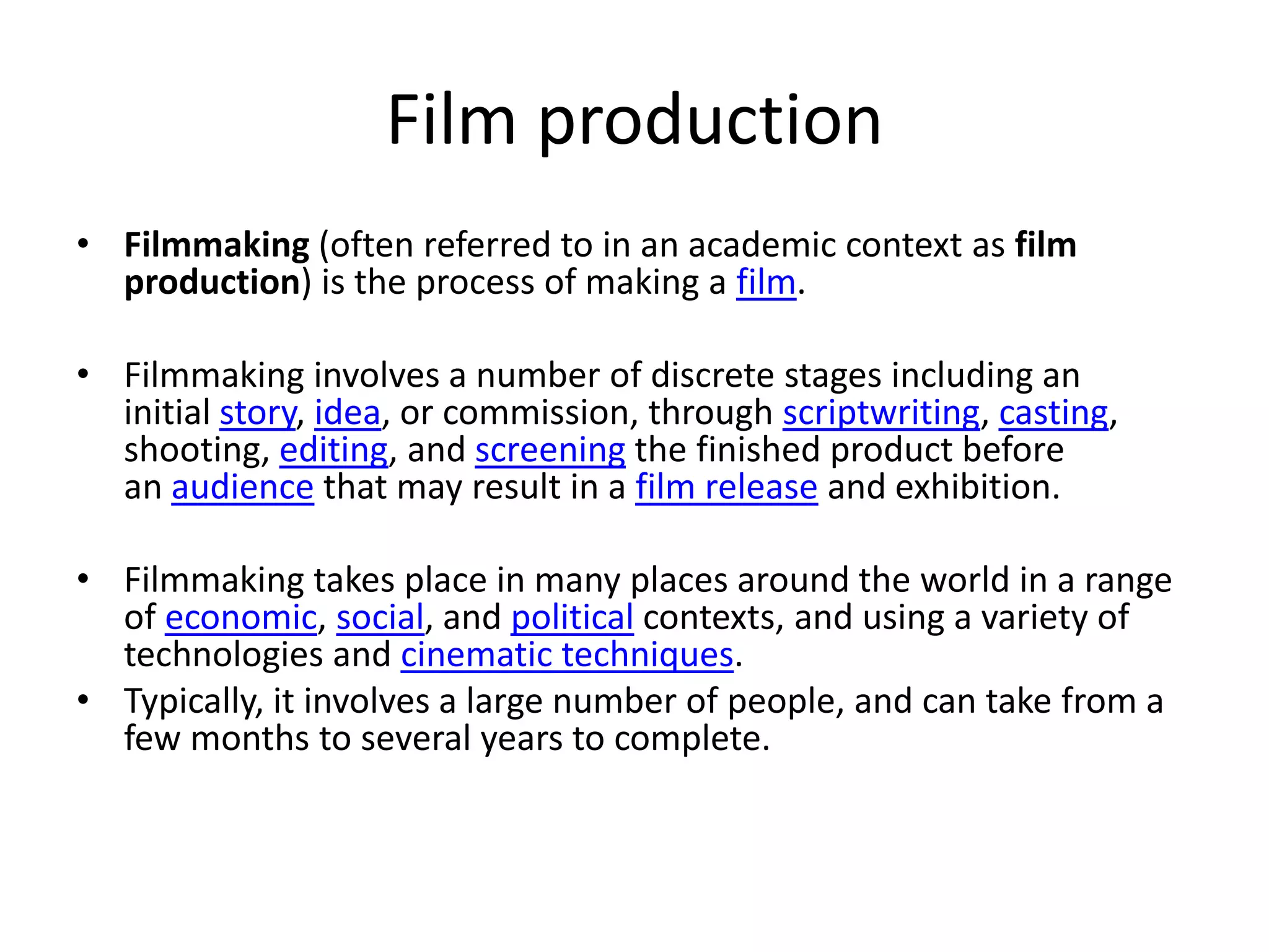 Film development pre production production | PPTX