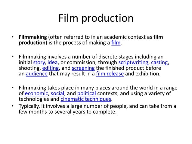 Film development pre production production | PPTX