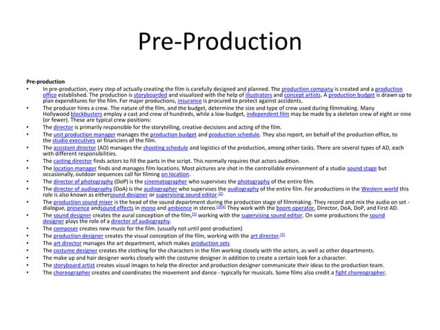 Film development pre production production | PPTX