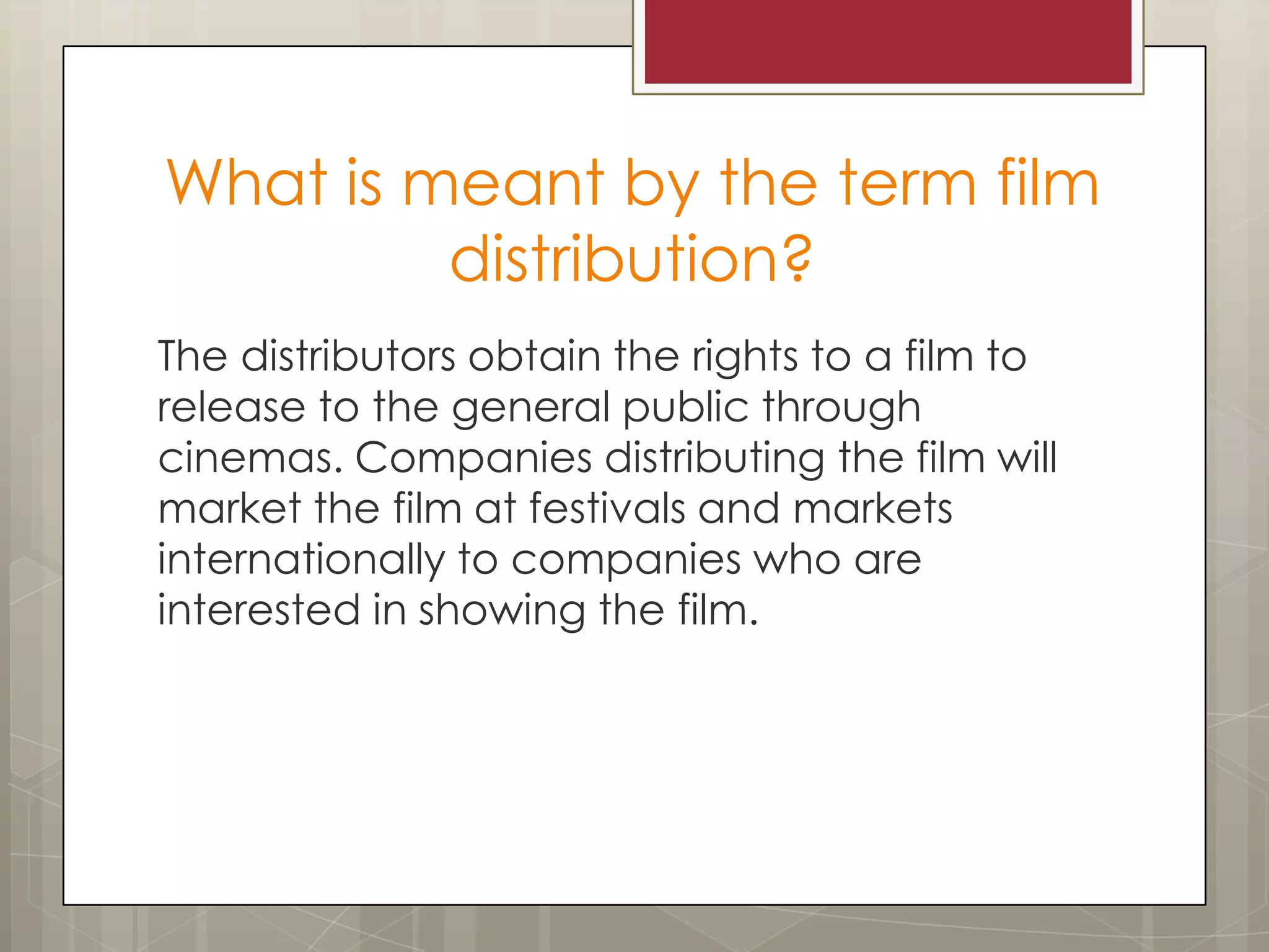 Film distribution | PPTX