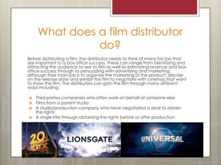Film distribution | PPTX | Home Entertainment Systems | Consumer ...