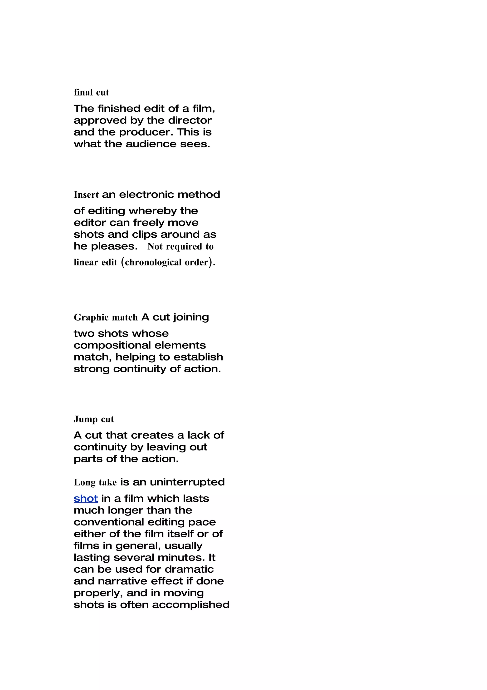 Film editing glossary | DOC | Photo Editing Software | Computer ...