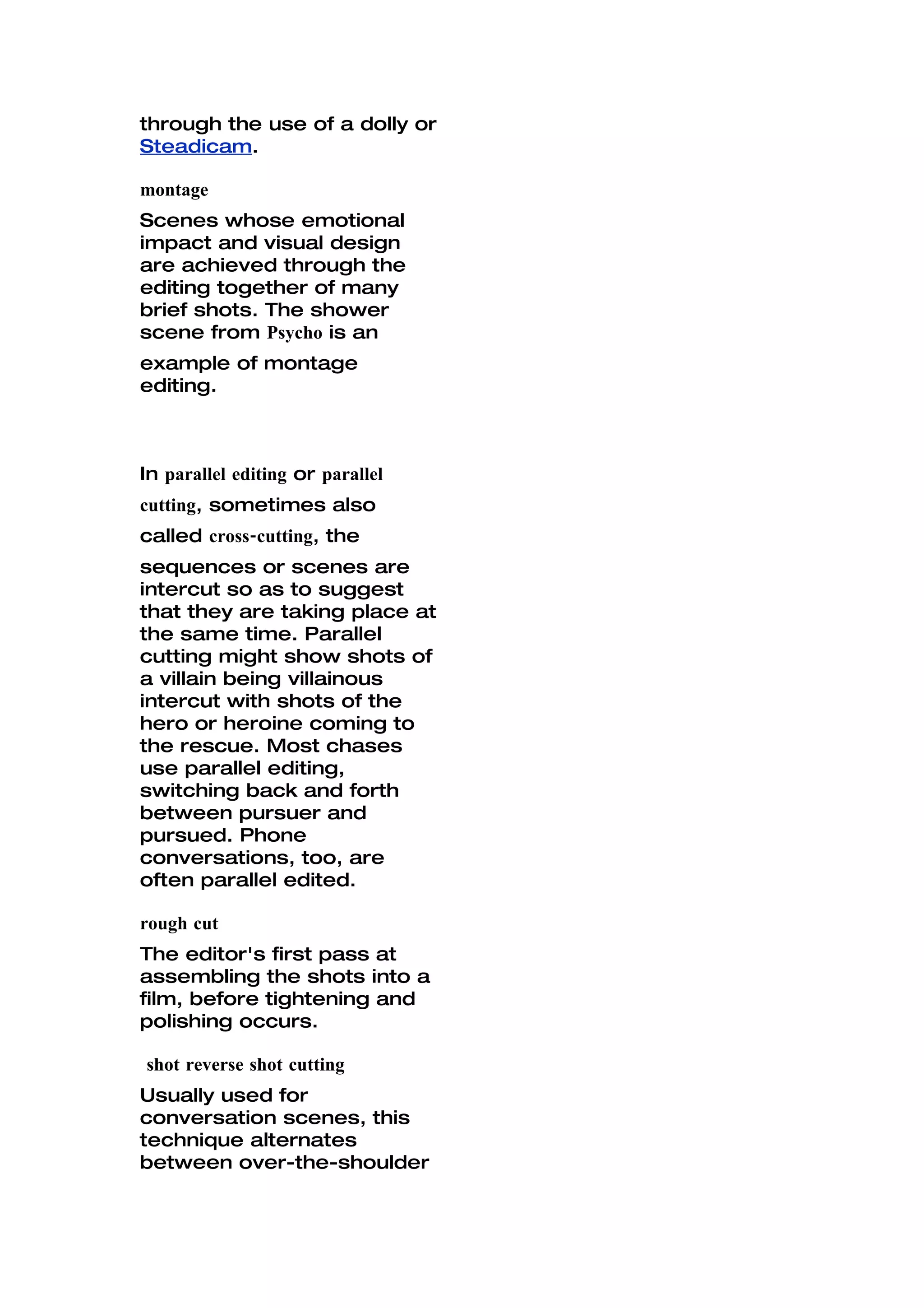 Film editing glossary | DOC | Photo Editing Software | Computer ...