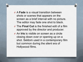 Film editing glossary | PPT