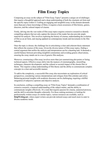 Film Essay Topics | PDF