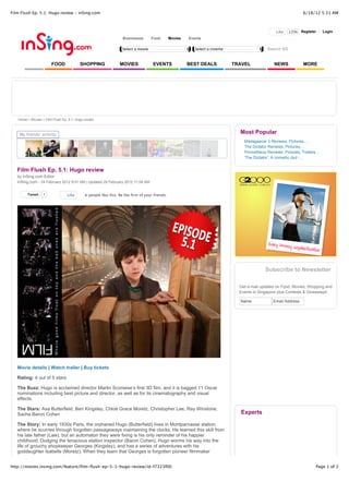 Film Flush Ep. 5.1: Hugo Review In Sing.Com