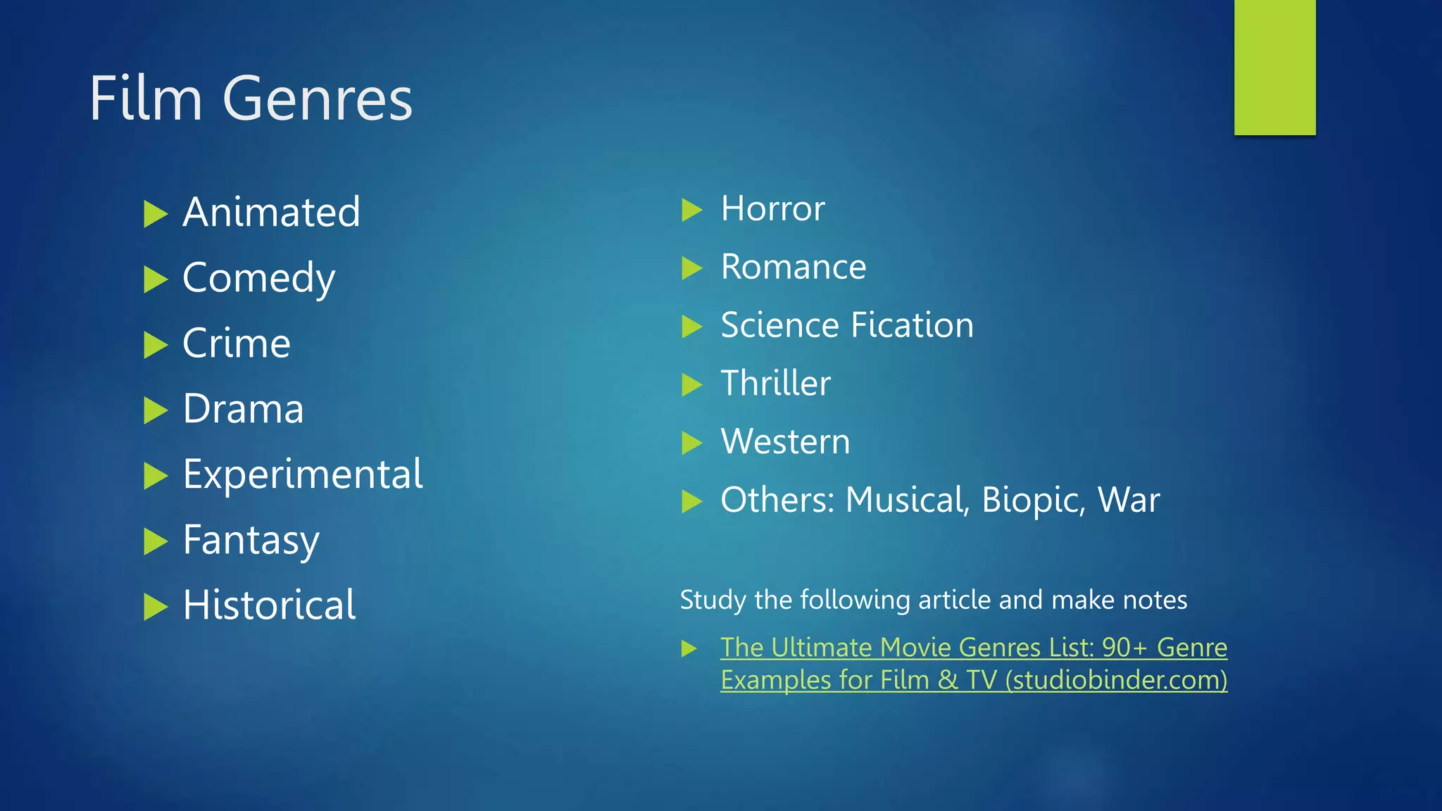 Film Genres.pptx | Movies | Entertainment