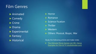 Film Genres.pptx | Movies | Entertainment