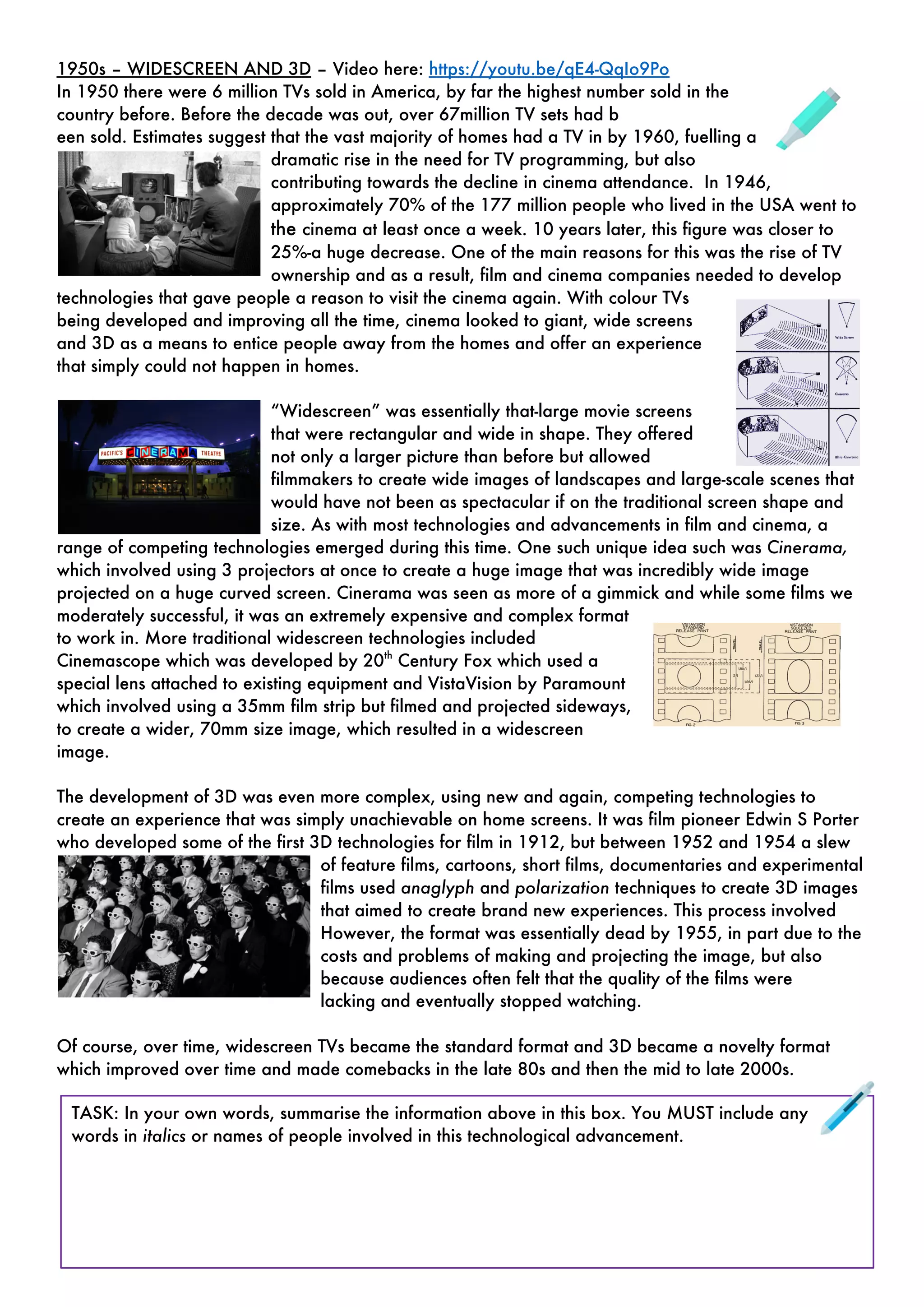 History of Film Technology GCSE Film Studies. | PDF