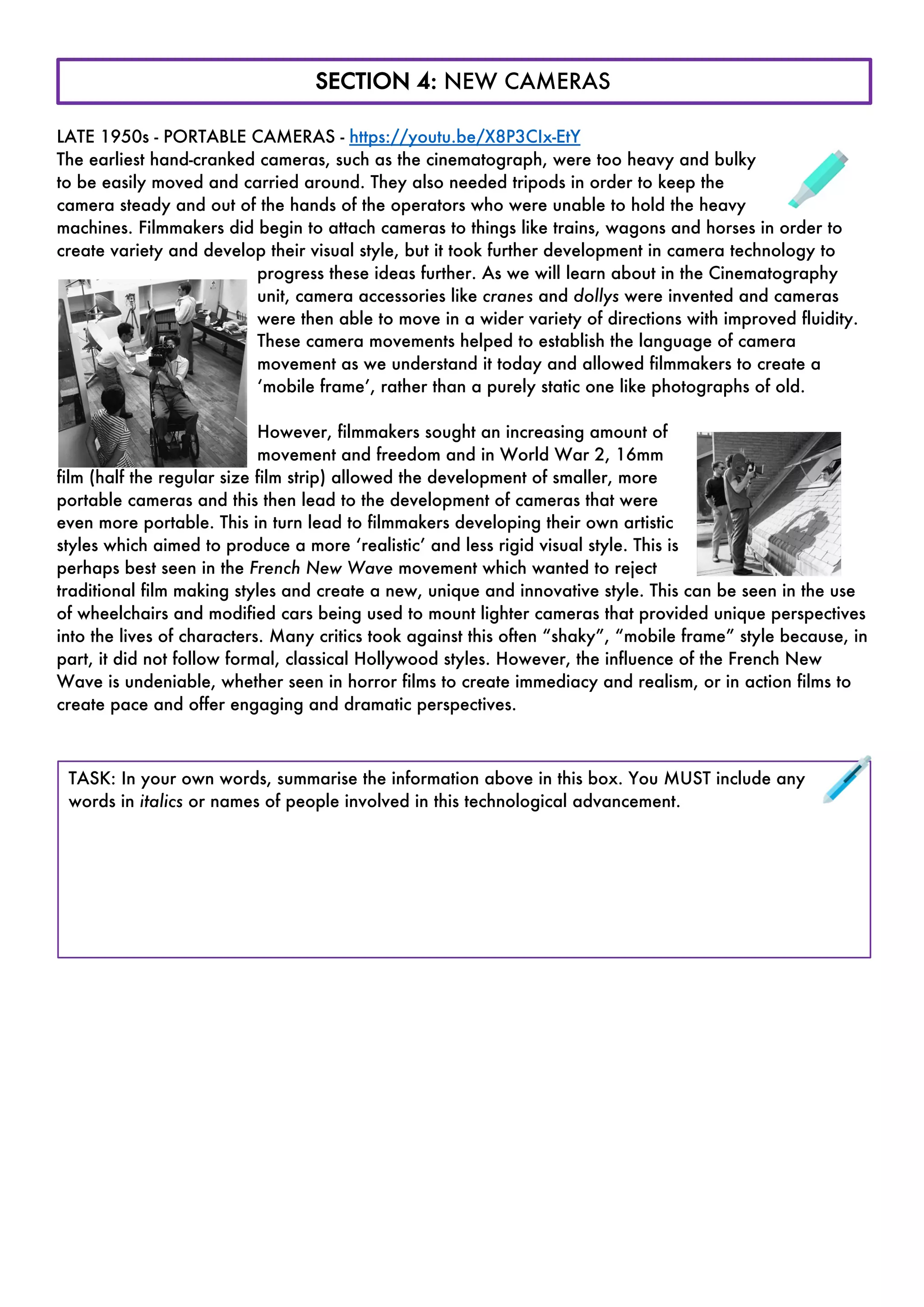 History of Film Technology GCSE Film Studies. | PDF