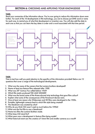 History of Film Technology GCSE Film Studies. | PDF