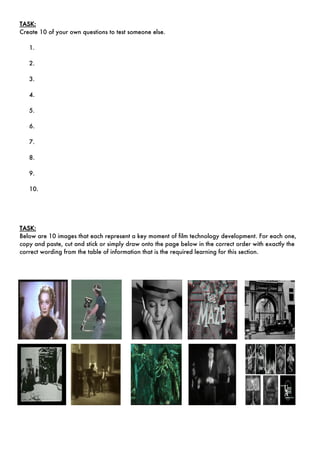 History of Film Technology GCSE Film Studies. | PDF