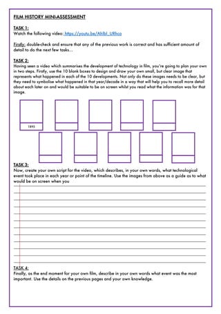 History of Film Technology GCSE Film Studies. | PDF