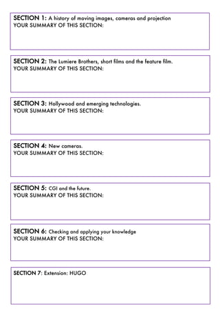 History of Film Technology GCSE Film Studies. | PDF