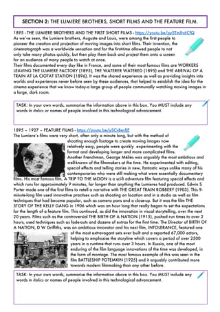 History of Film Technology GCSE Film Studies. | PDF