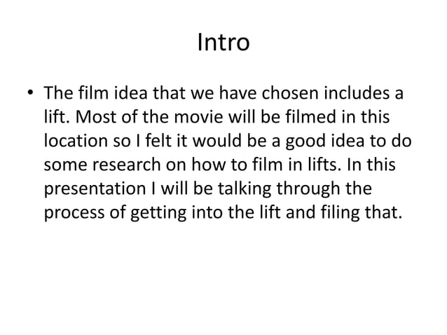 Film idea research (filming in lifts) | PPT