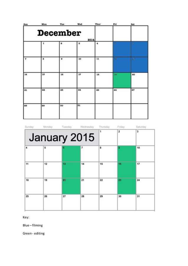 Filming and editing schedule | DOCX