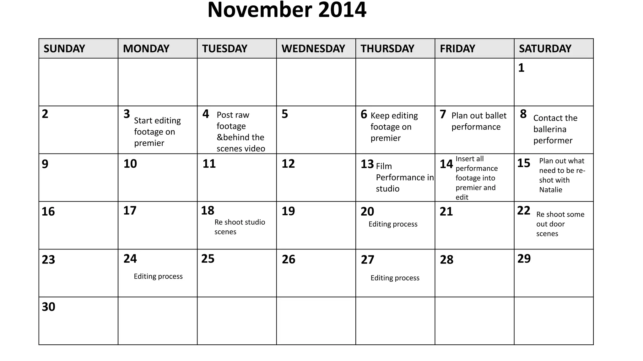 Filming and editing schedule | PPTX