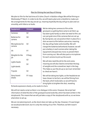 Filming checklist day 4 | PDF
