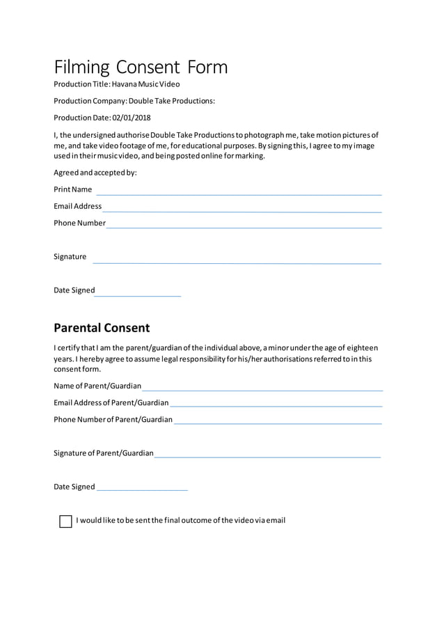 Filming consent form | DOCX