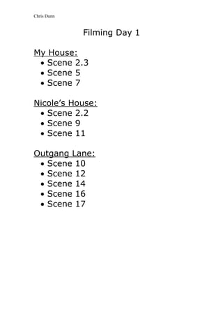 Filming Days, shooting script | DOC