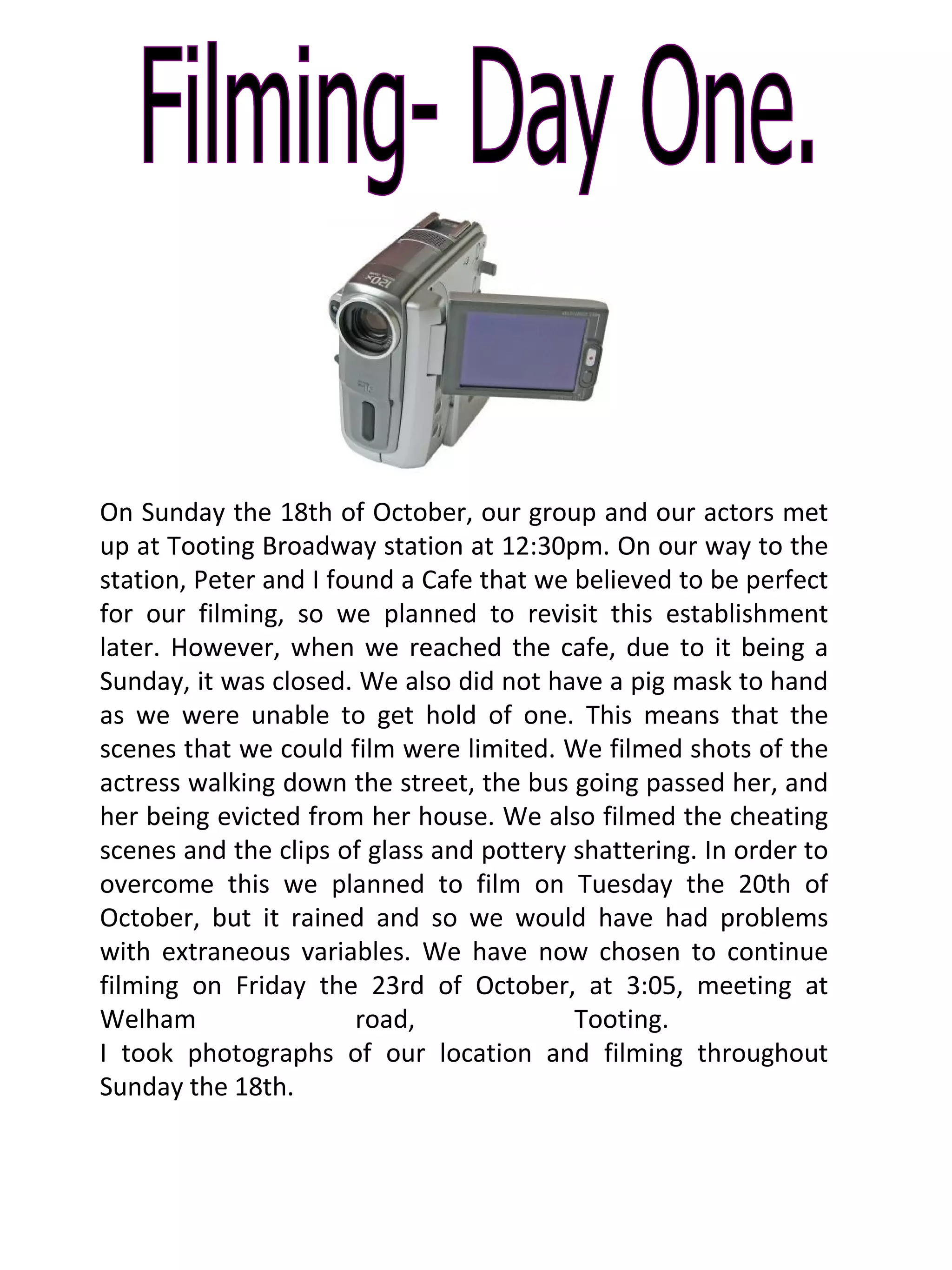 Filming Day One Ppt | PDF