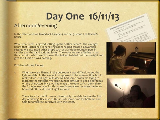 A2 Media Filming diary | PPT