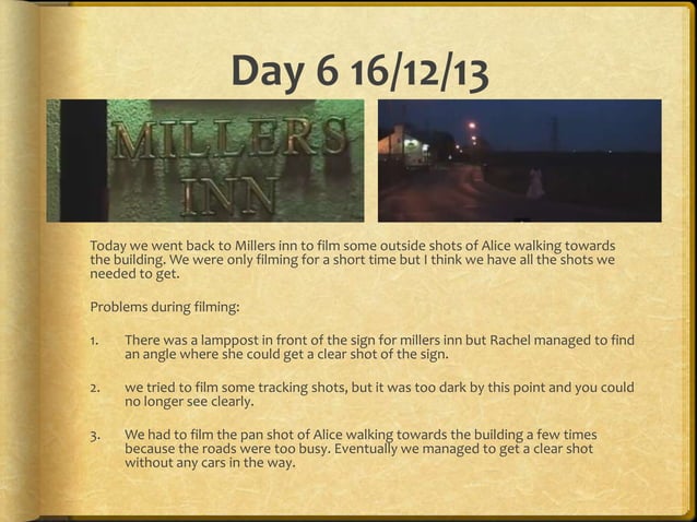 A2 Media Filming diary | PPT