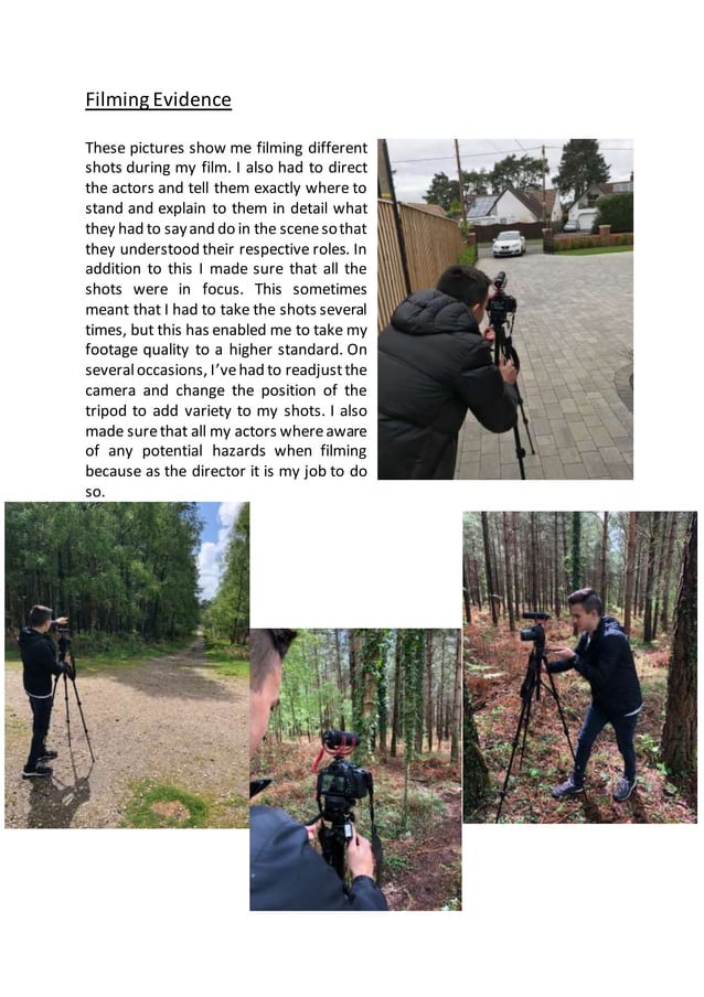 Filming evidence unit 17 | DOCX | Video Production | Content Production