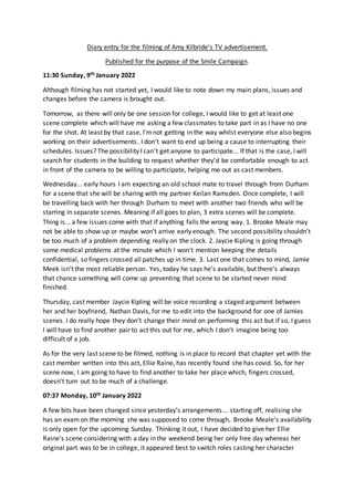 Filming journal | DOCX | Video Production | Content Production