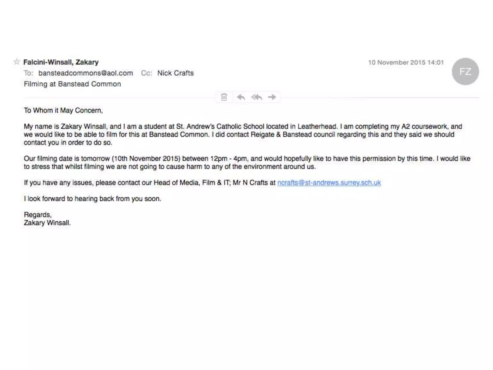 Filming Permission - Email Evidence | PPTX | Email | Internet