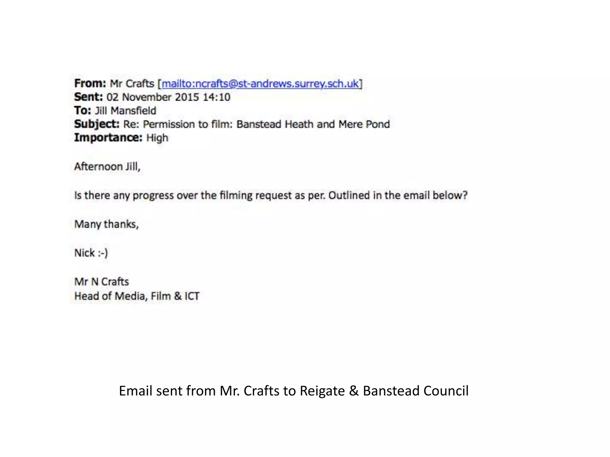 Filming permission email evidence | PPTX