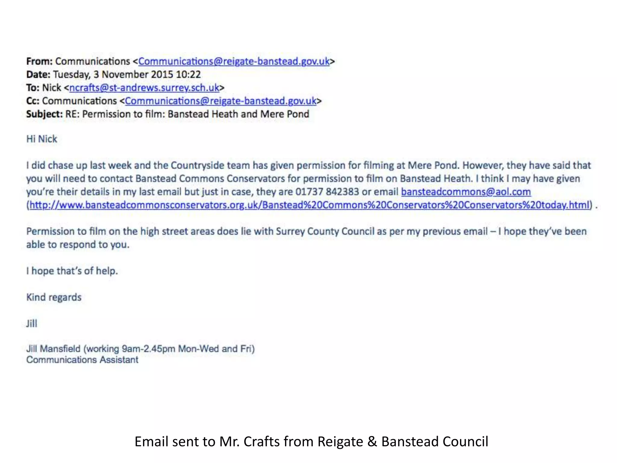 Filming permission email evidence | PPTX