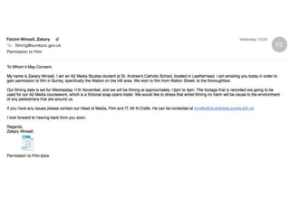 Filming permission email evidence | PPT