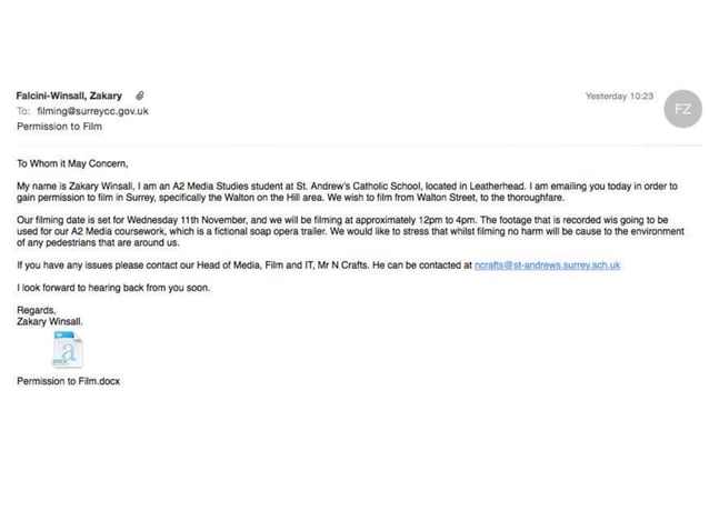 Filming permission email evidence | PPT