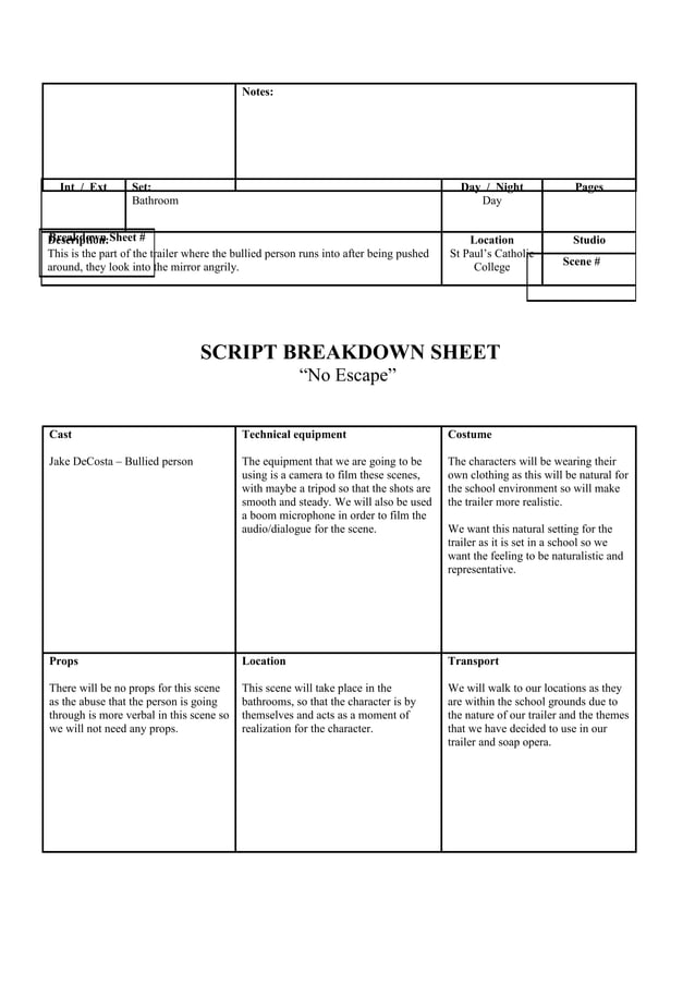 Filming planning sheet | PDF