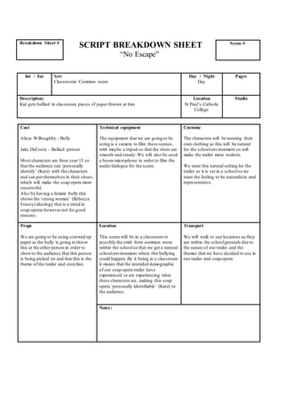 Filming planning sheet | DOCX
