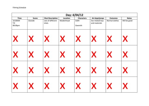 Filming schedule | PPT