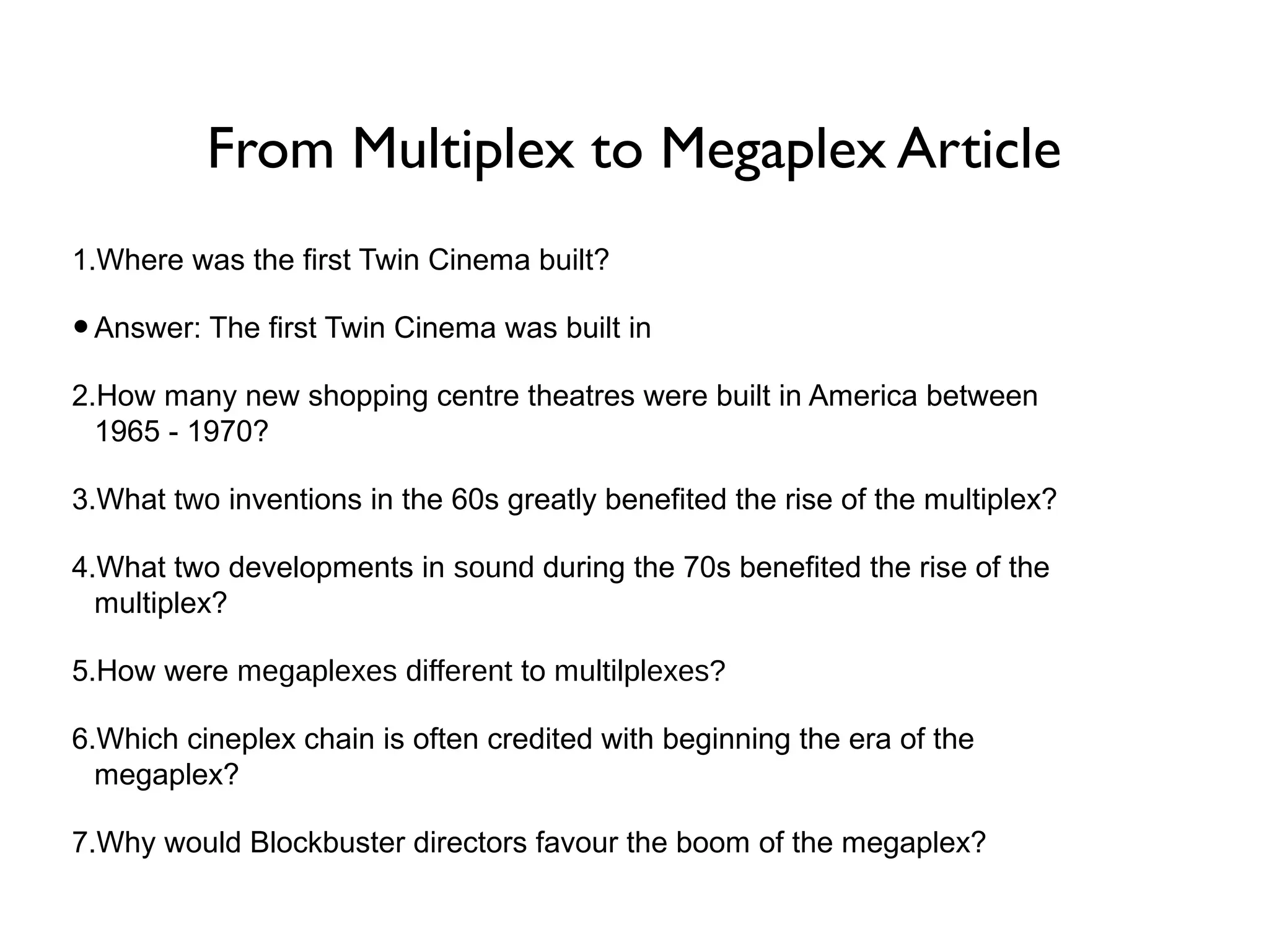 Film intro to multiplex and megaplex | PPT