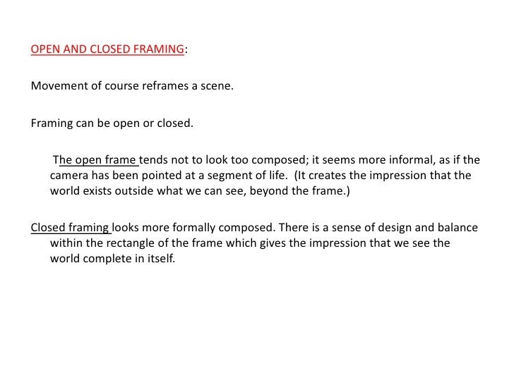 Film language camera work