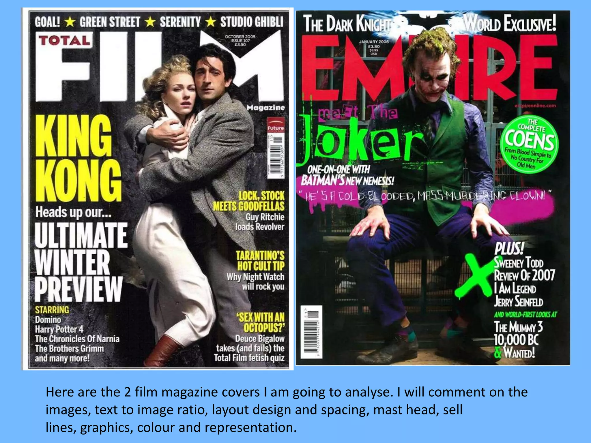 Film magazine front cover analysis | PPT