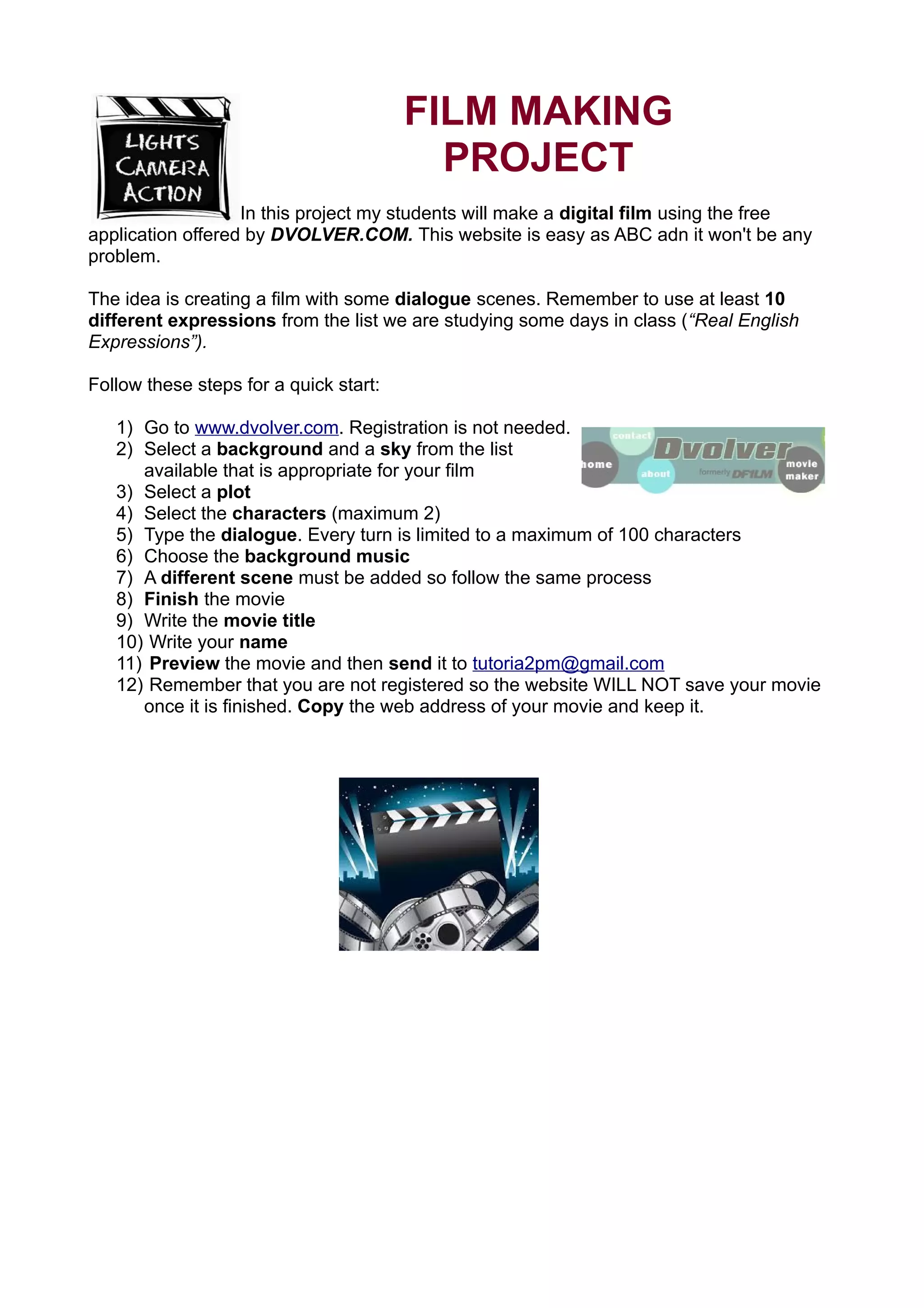 Film making project with Dvolver | PDF